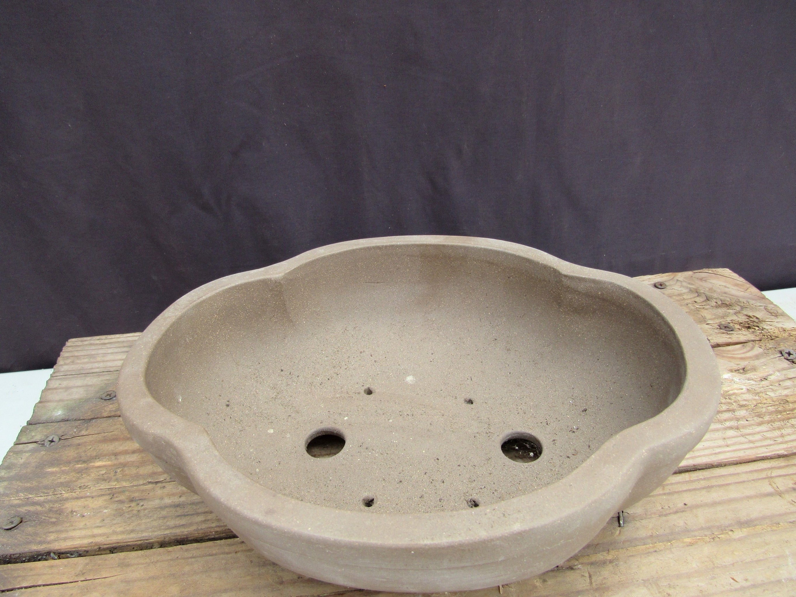 Unglazed Ceramic Professional Bonsai Pot - Lotus - 10" x 7.875" x 3.12